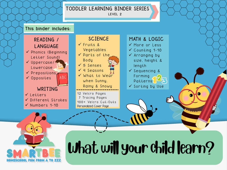 Smartbee DIY Toddler Learning Binder Level 2 Busy Book Sensory Book ...