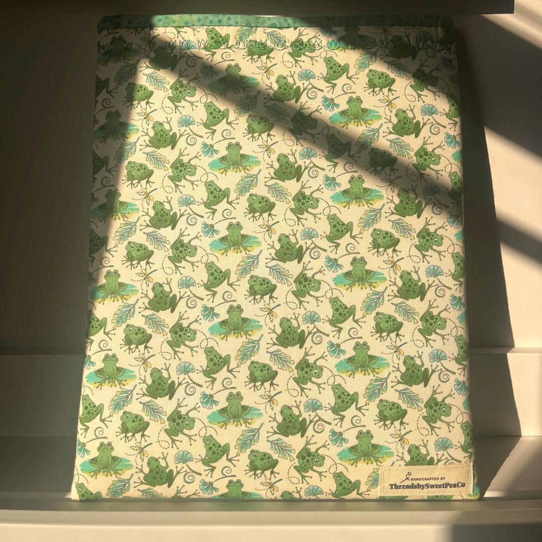 Frolicking Frogs Book Sleeve - | Padded | Book Pouch| Bookish Gift ...