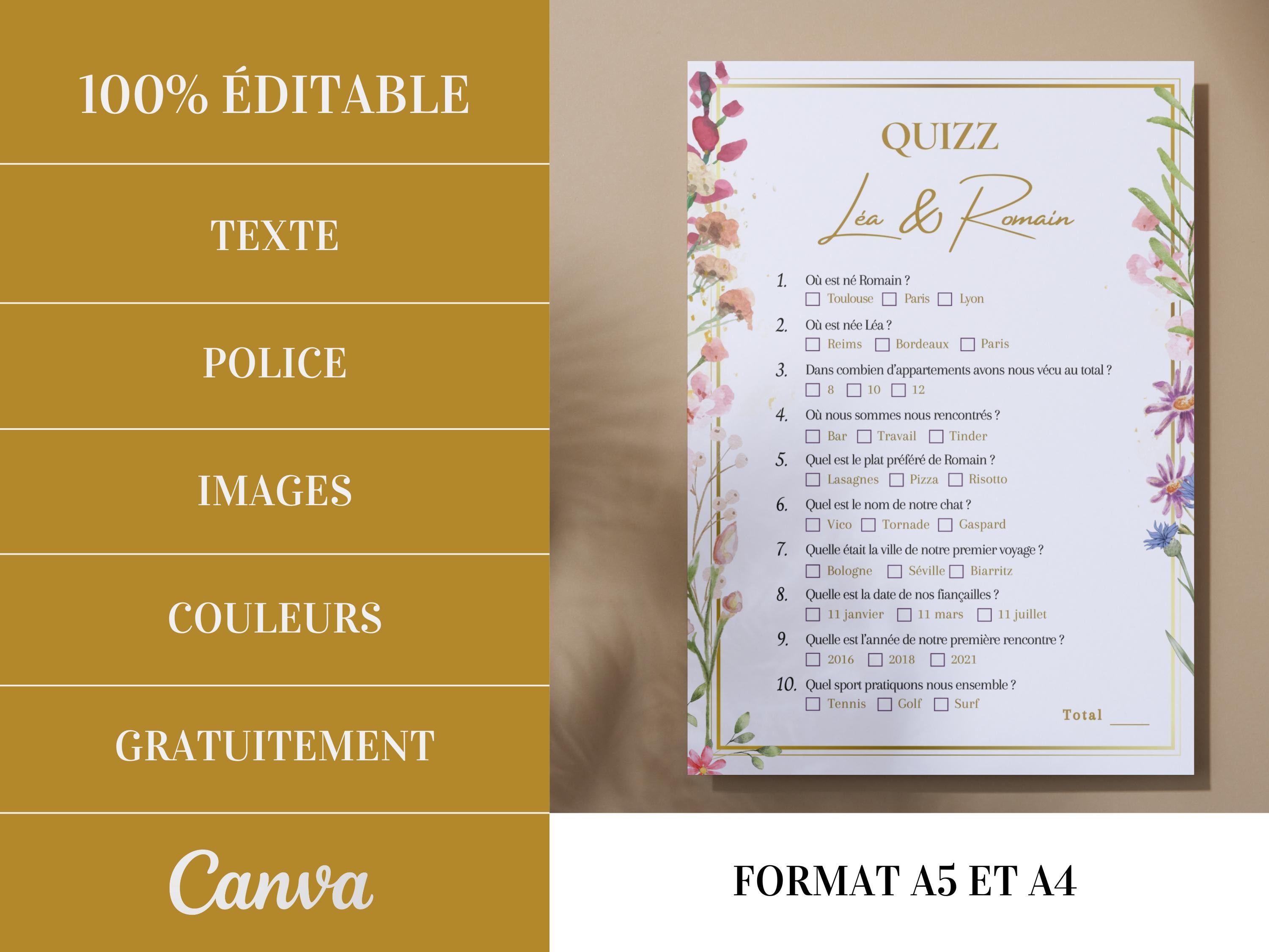Quizz des mariés thème champêtre- Jeux de mariage - Activités mariage ...