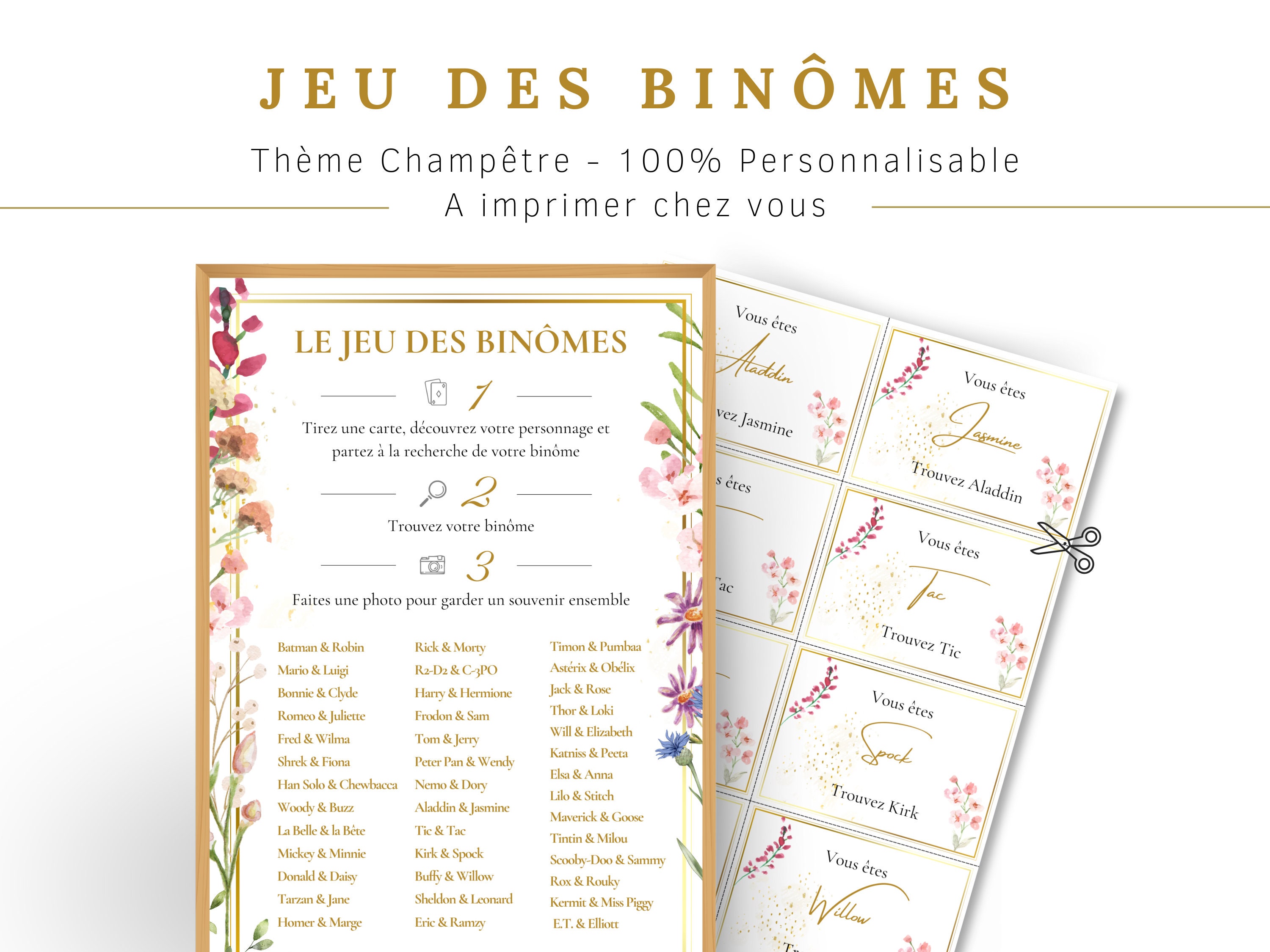 Jeu des binômes thème champêtre- Jeux de mariage - Activités mariage ...