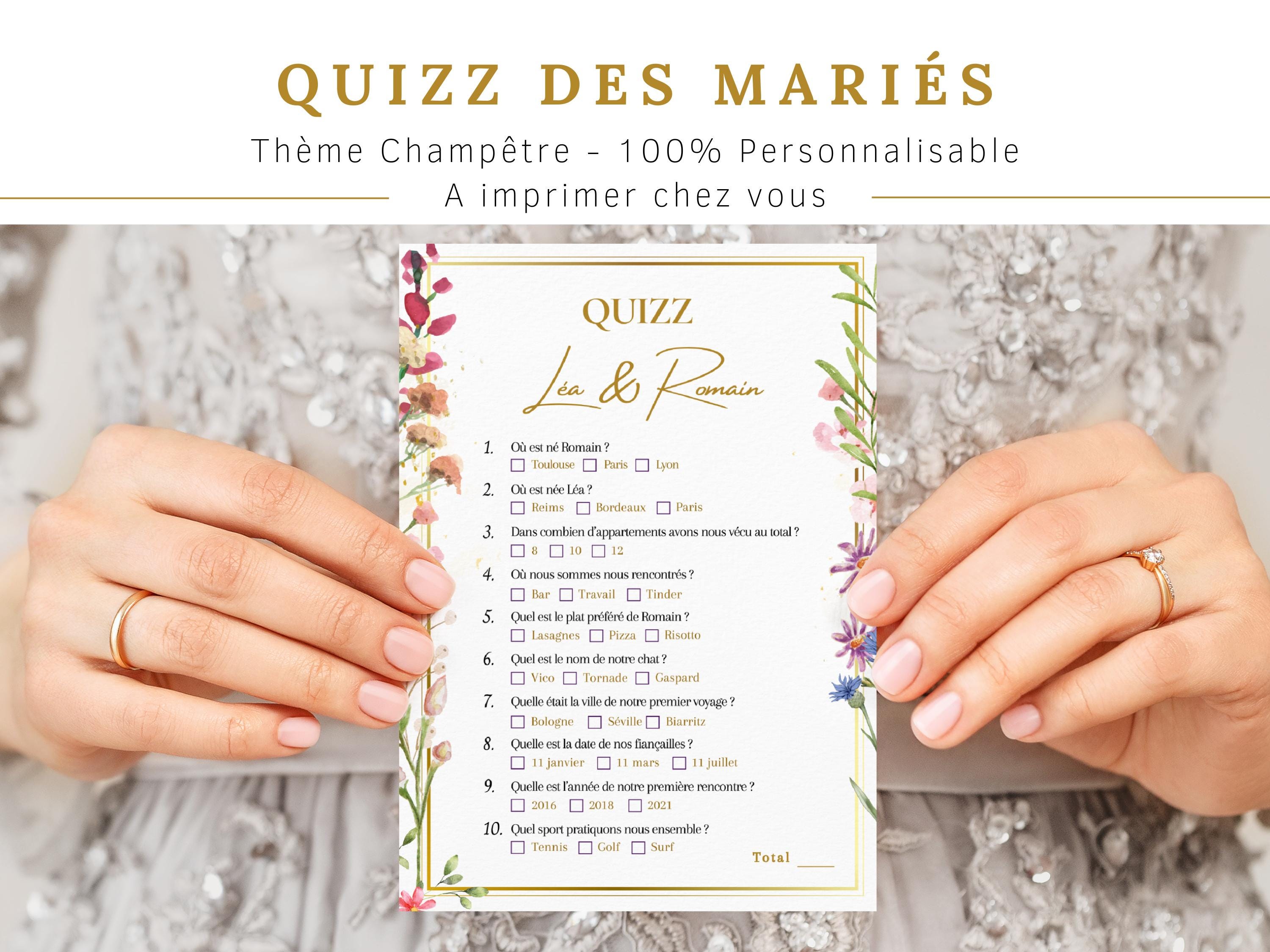 Quizz des mariés thème champêtre- Jeux de mariage - Activités mariage ...
