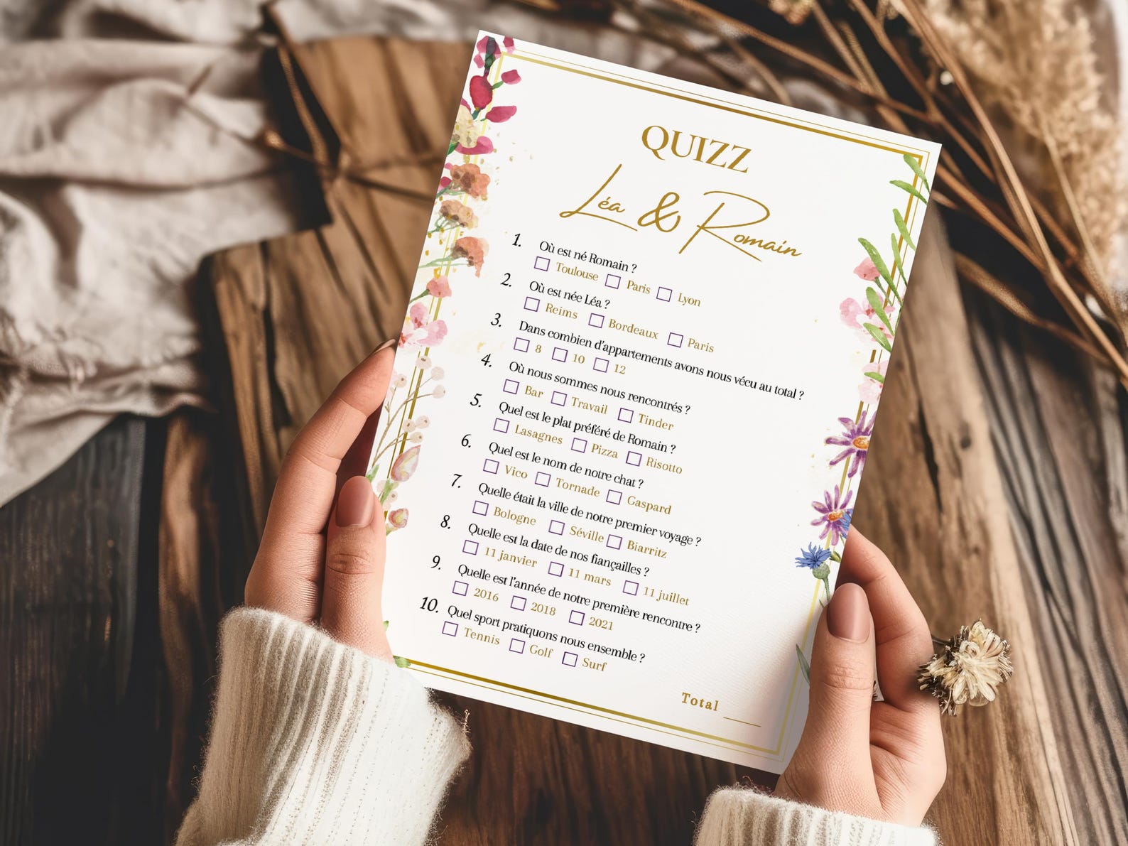 Quizz des mariés thème champêtre- Jeux de mariage - Activités mariage ...