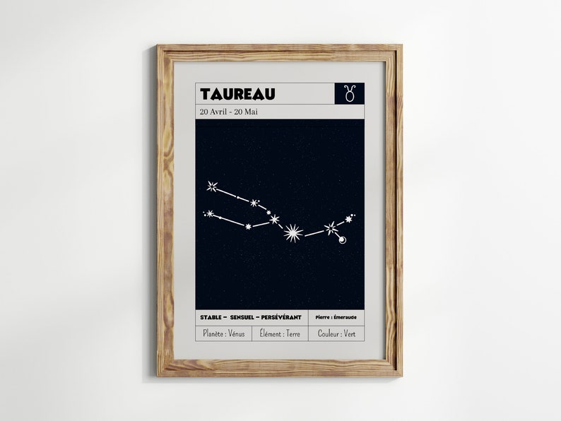 Taurus Constellation Poster | Zodiac Sign Poster | Astrology Gift Idea ...