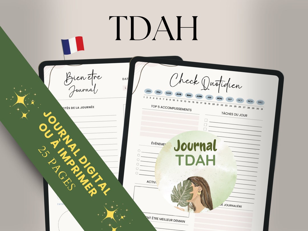 ADHD Journal in French, Printable PDF Planner A4 and A5, Diary, Well ...
