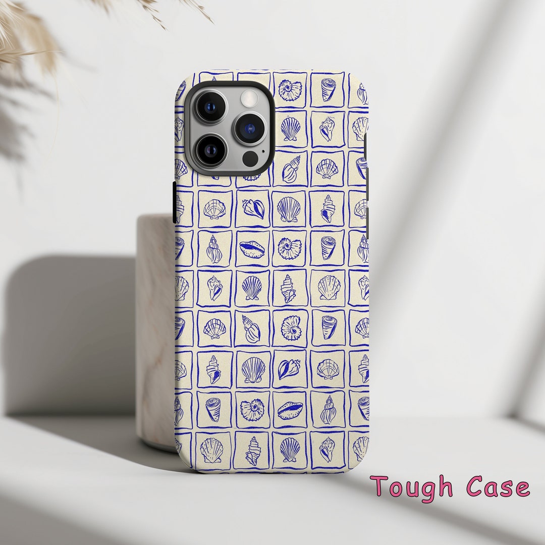 Blue Seashell Design Tough Phone Cover for iPhone 15 14 13 12 11 8 7 ...