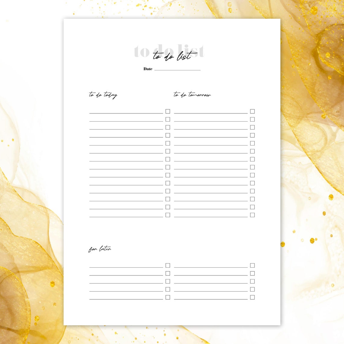 To Do List A3, A4, A5, Letter, Half Letter Printable & Fillable PDF ...