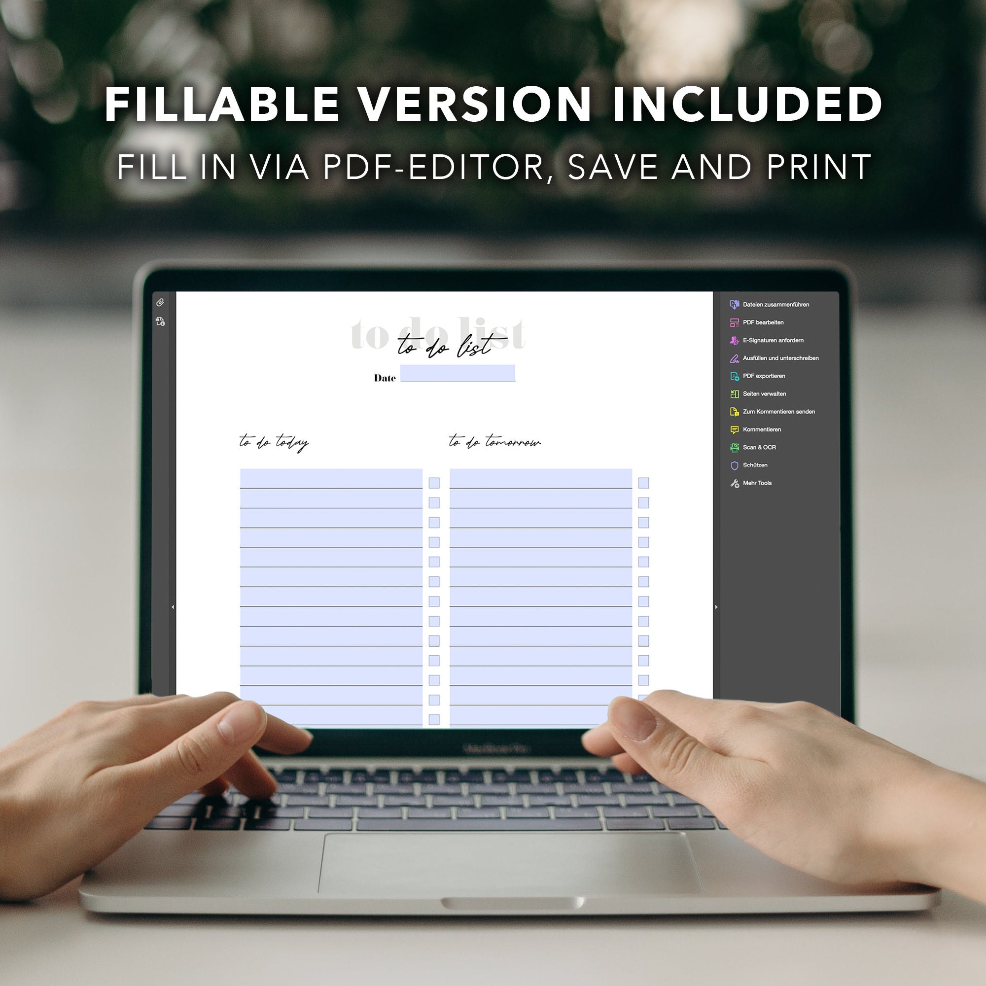To Do List A3, A4, A5, Letter, Half Letter Printable & Fillable PDF ...