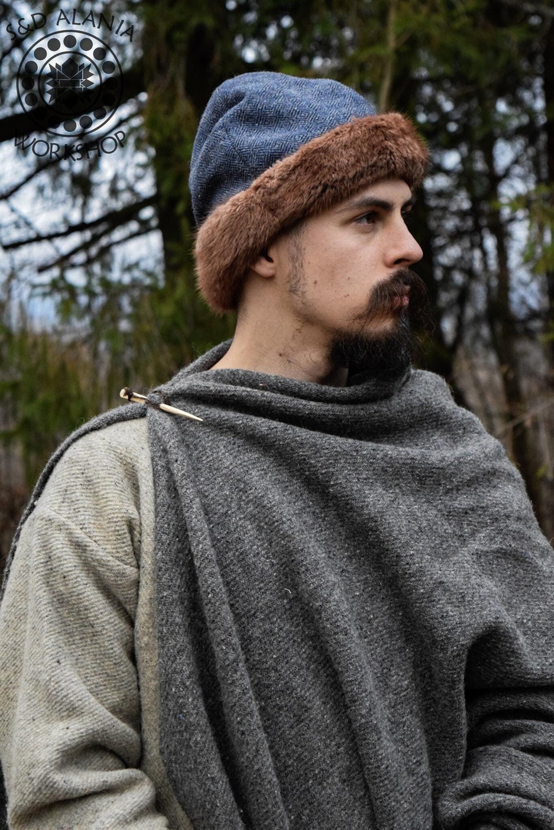 Medieval Viking Wool Hat With Fur - Etsy