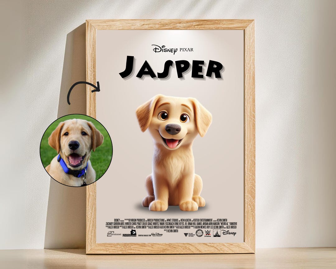 Custom Pet Portrait, Cartoon Pixar AI Pet Portrait, Pixar Dog Print ...