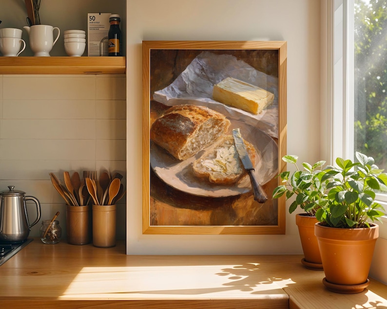 Romantic Sourdough Bread Still Life Print – Rustic Kitchen Wall Art ...