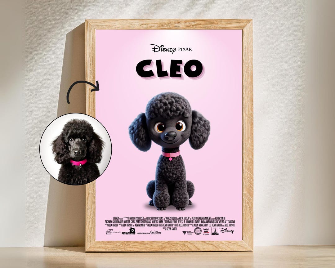 Custom Pet Portrait, Cartoon Pixar AI Pet Portrait, Pixar Dog Print ...
