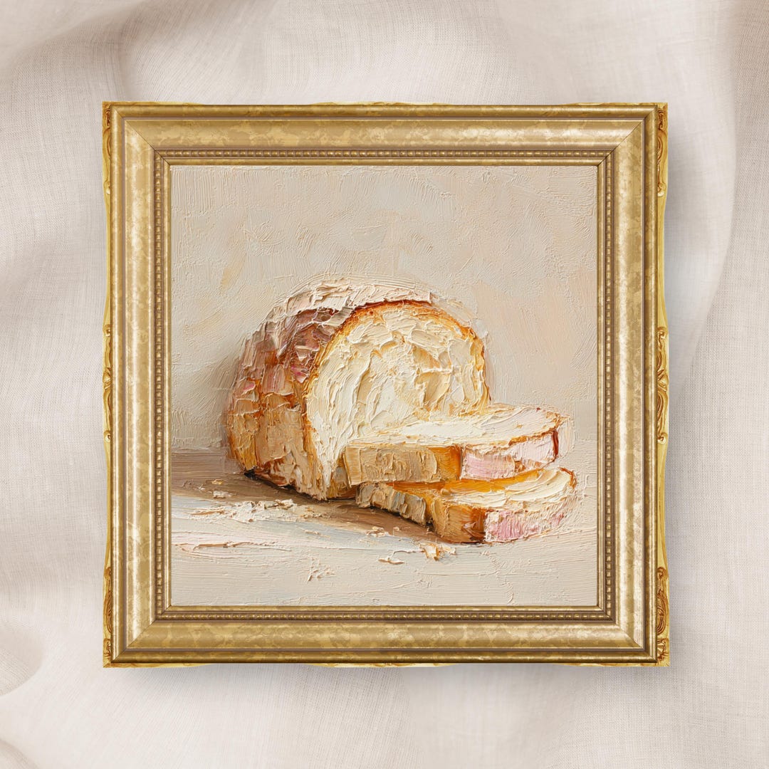 Sourdough Bread Wall Art | Textured Oil Painting Print | Rustic Kitchen ...