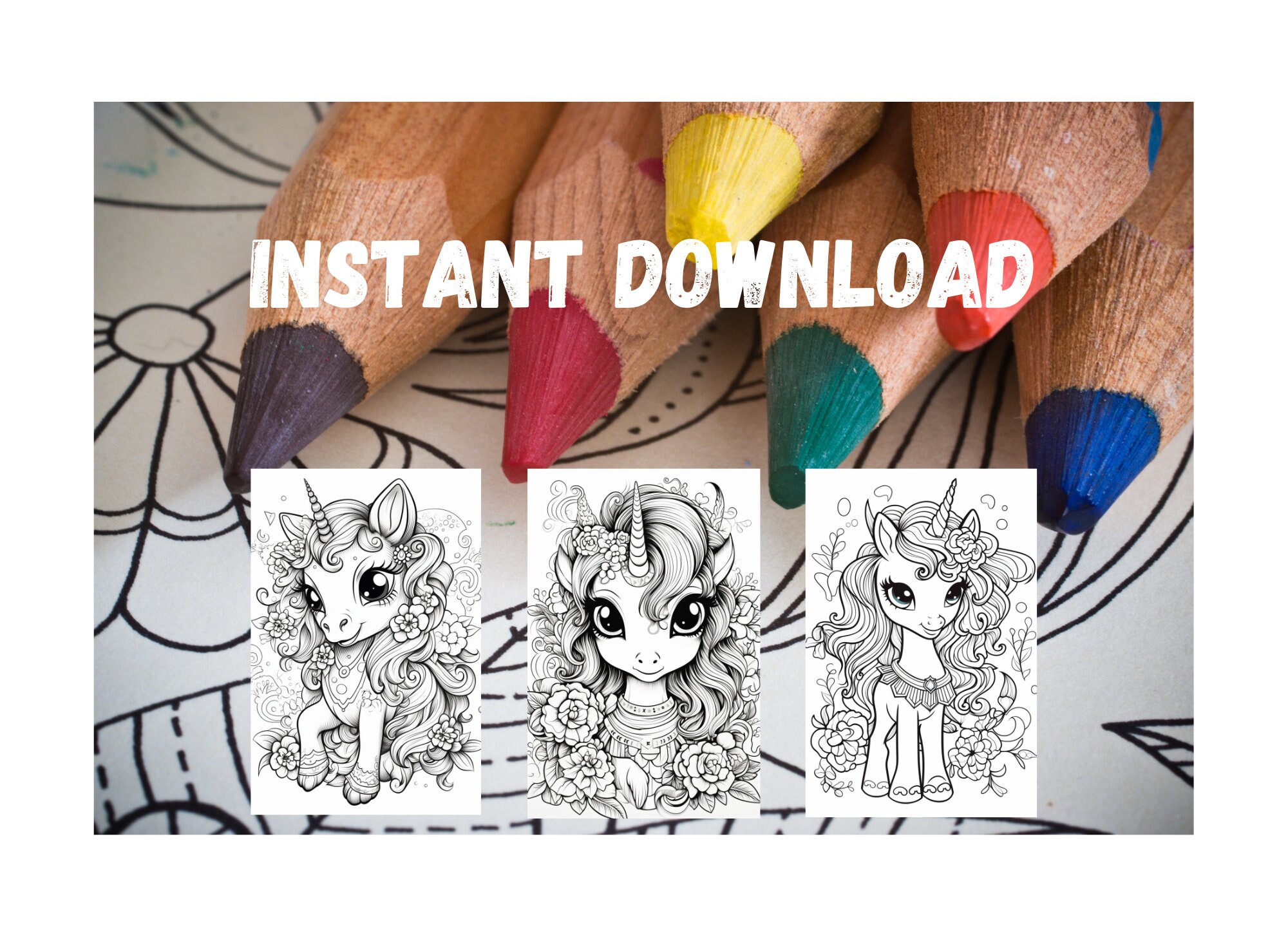 Cute Unicorns Printable Coloring Pages, 40 Sheet Digital Download - Etsy