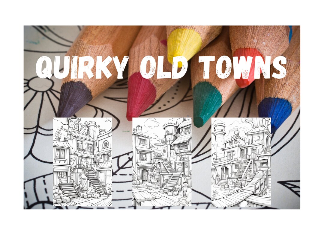 Quirky Old Towns Printable Coloring Pages, 40 Sheet Digital Download - Etsy