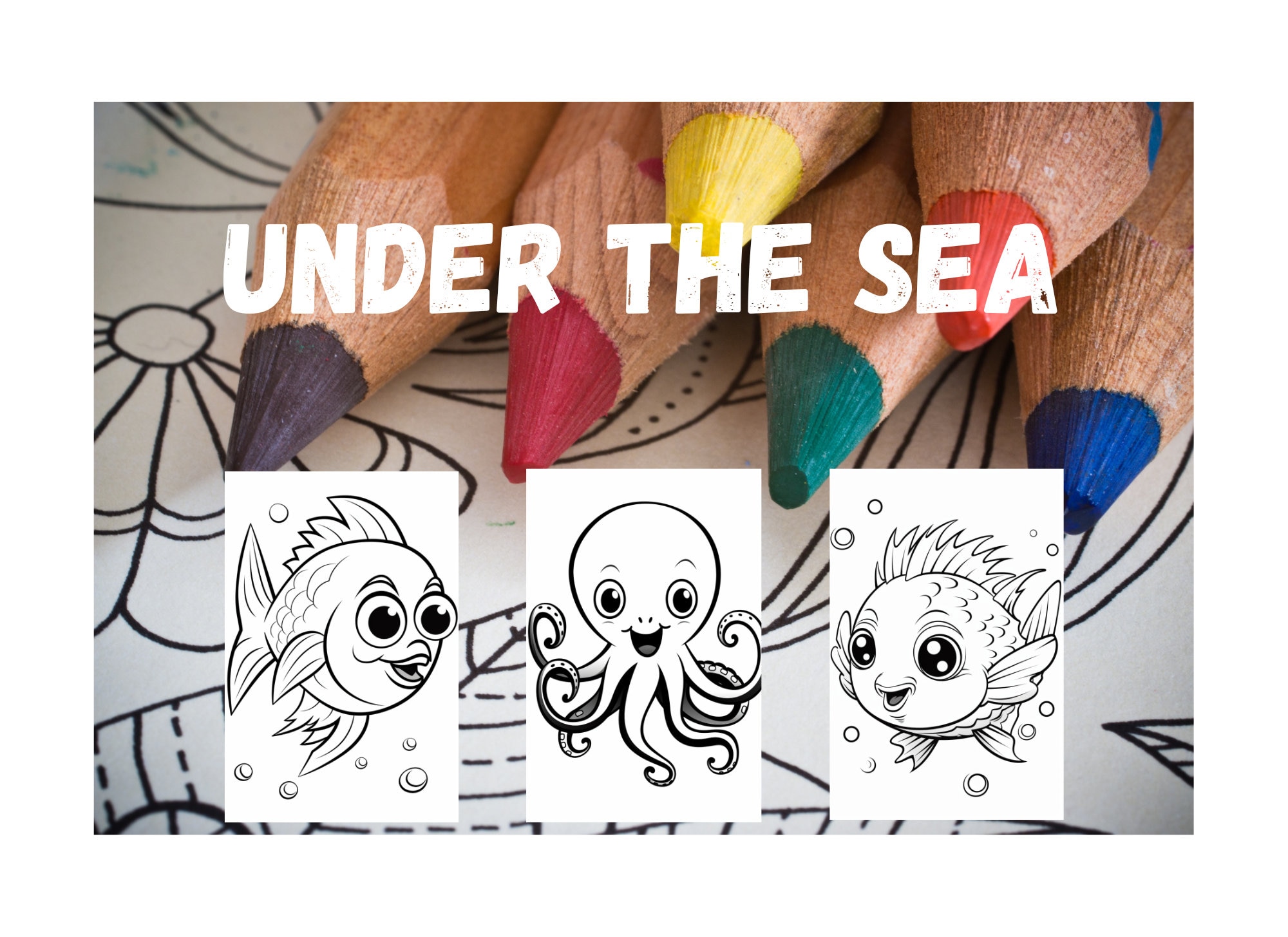 Under the Sea Children's Coloring Sheets, 20 Printable Pages in a ...