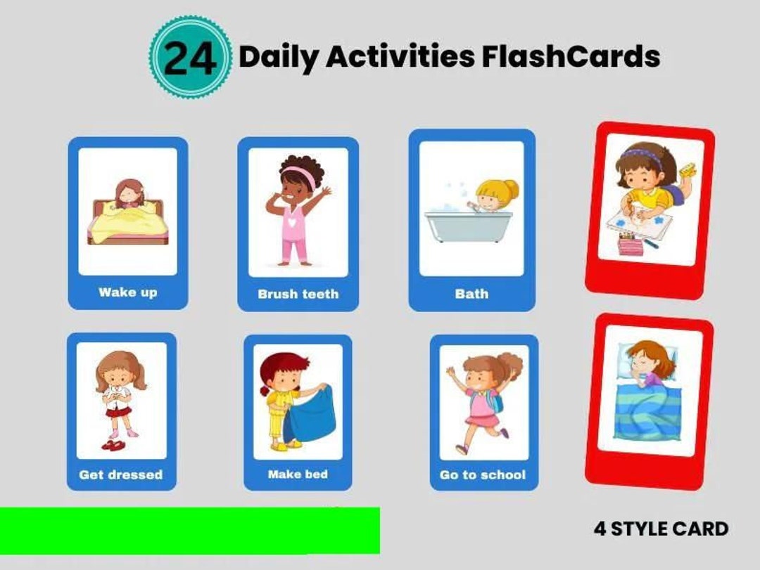 180 Daily Activities Flash Cards for Kids Printable Flash - Etsy