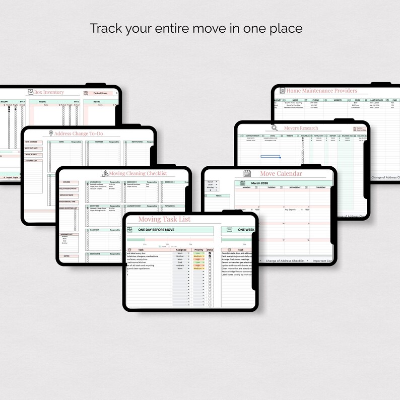 Moving Planner Spreadsheet Google Sheets | Relocation Checklist, Box ...