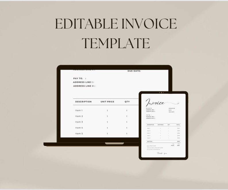 Plantilla editable de factura factura imprimible formulario - Etsy México