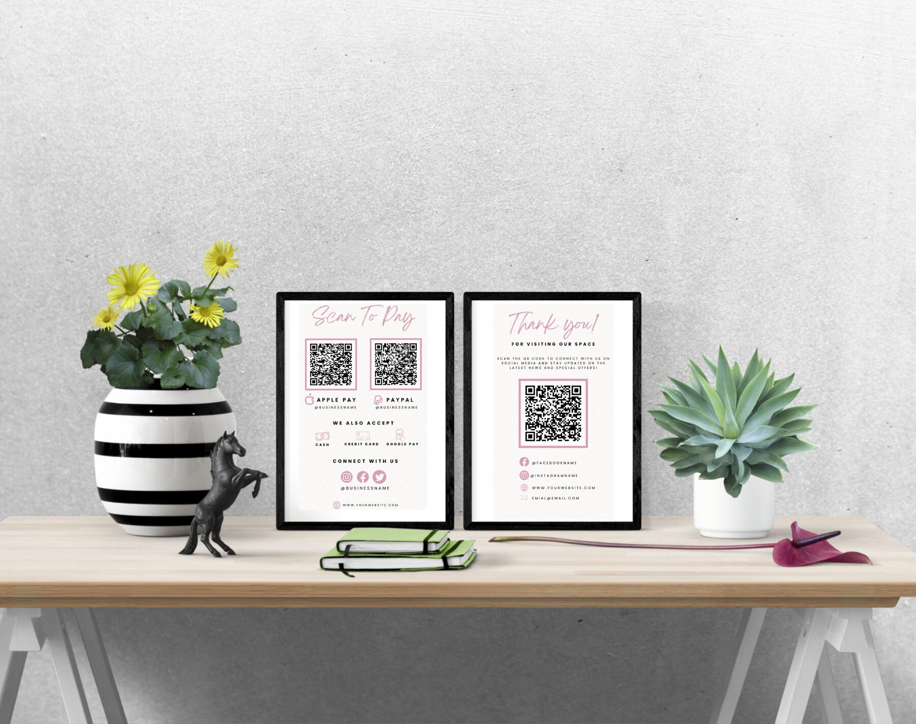 QR Code Sign, Scan to Pay, Connect Sign, Printable Social Media QR Code ...