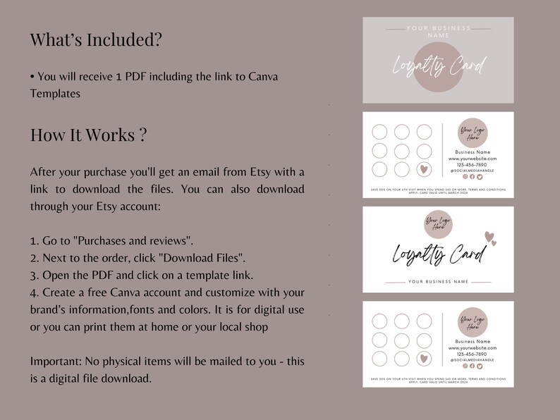 Loyalty Card Template Editable, Printable Loyalty Cards, Modern ...