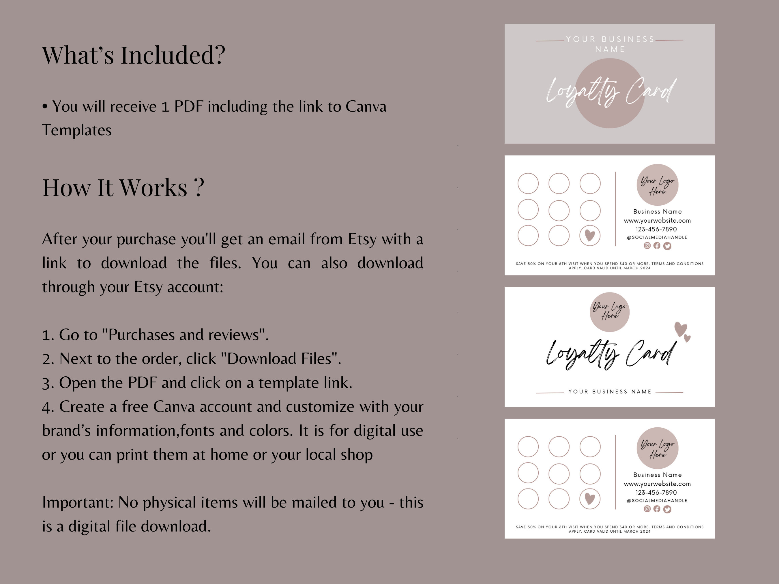 Loyalty Card Template Editable, Printable Loyalty Cards, Modern ...
