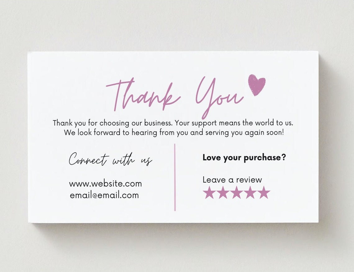 Small Business Thank You Card Template, Editable Business Thank You ...