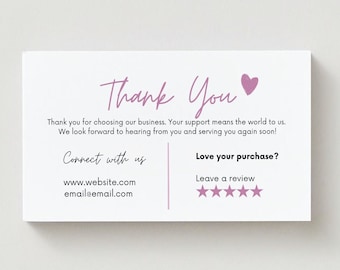 Small Business Thank You Card Template, Editable Business Thank You ...