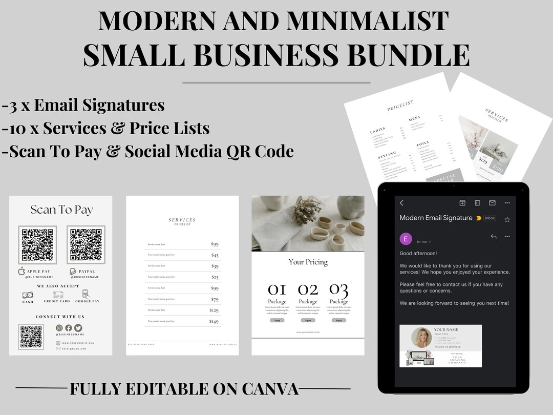 Price List Template Bundle, Price Sheet, Modern and Minimalist Pricing ...