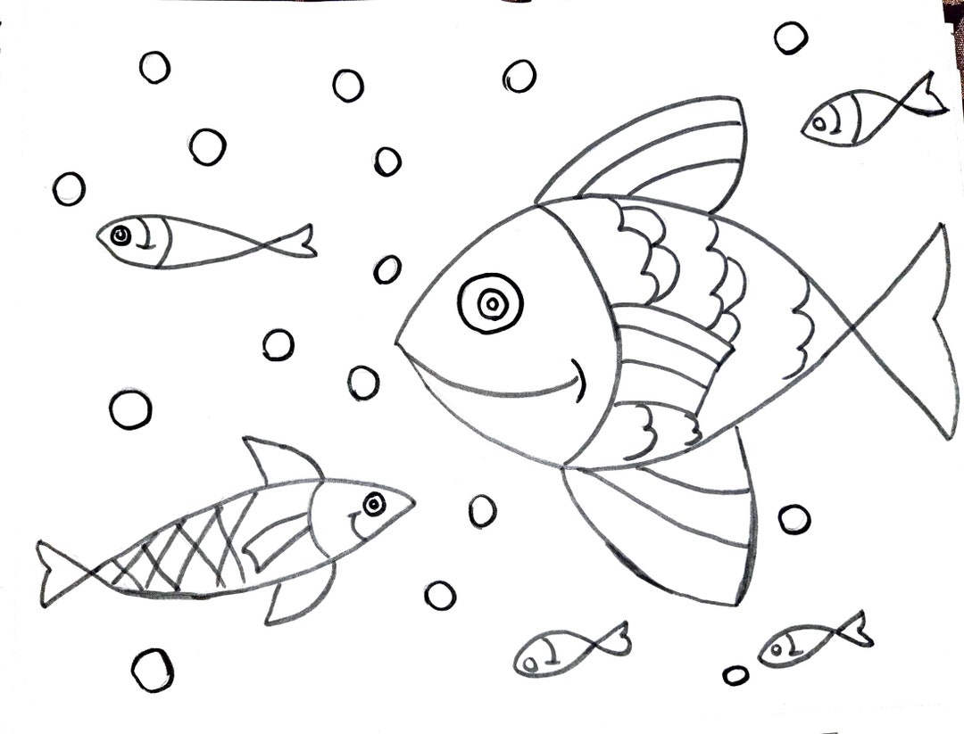 Small and Big Fish Coloring Page Fun and Creative Coloring - Etsy