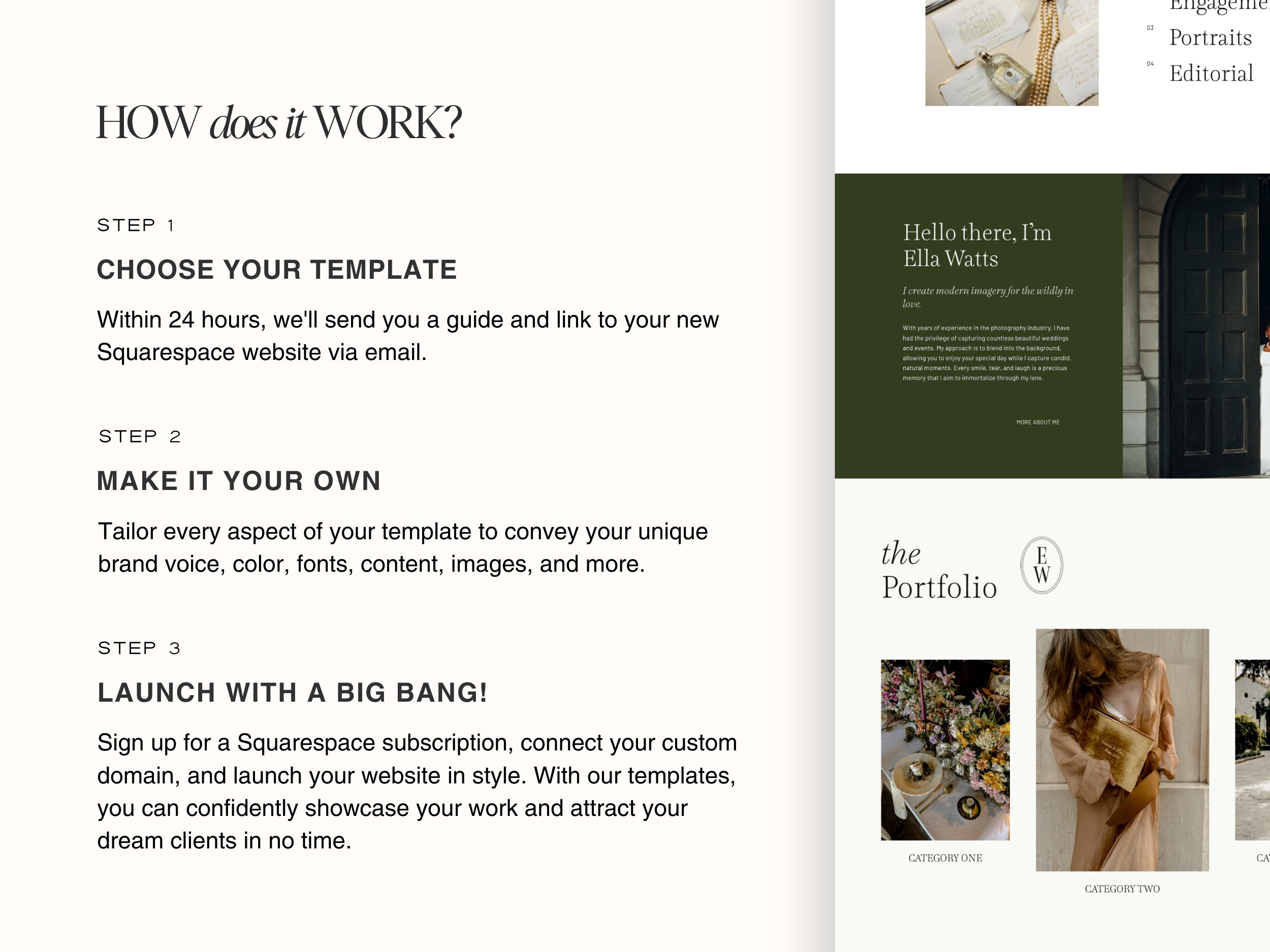 Elegant Squarespace Template for Wedding Photographer & Small Service ...