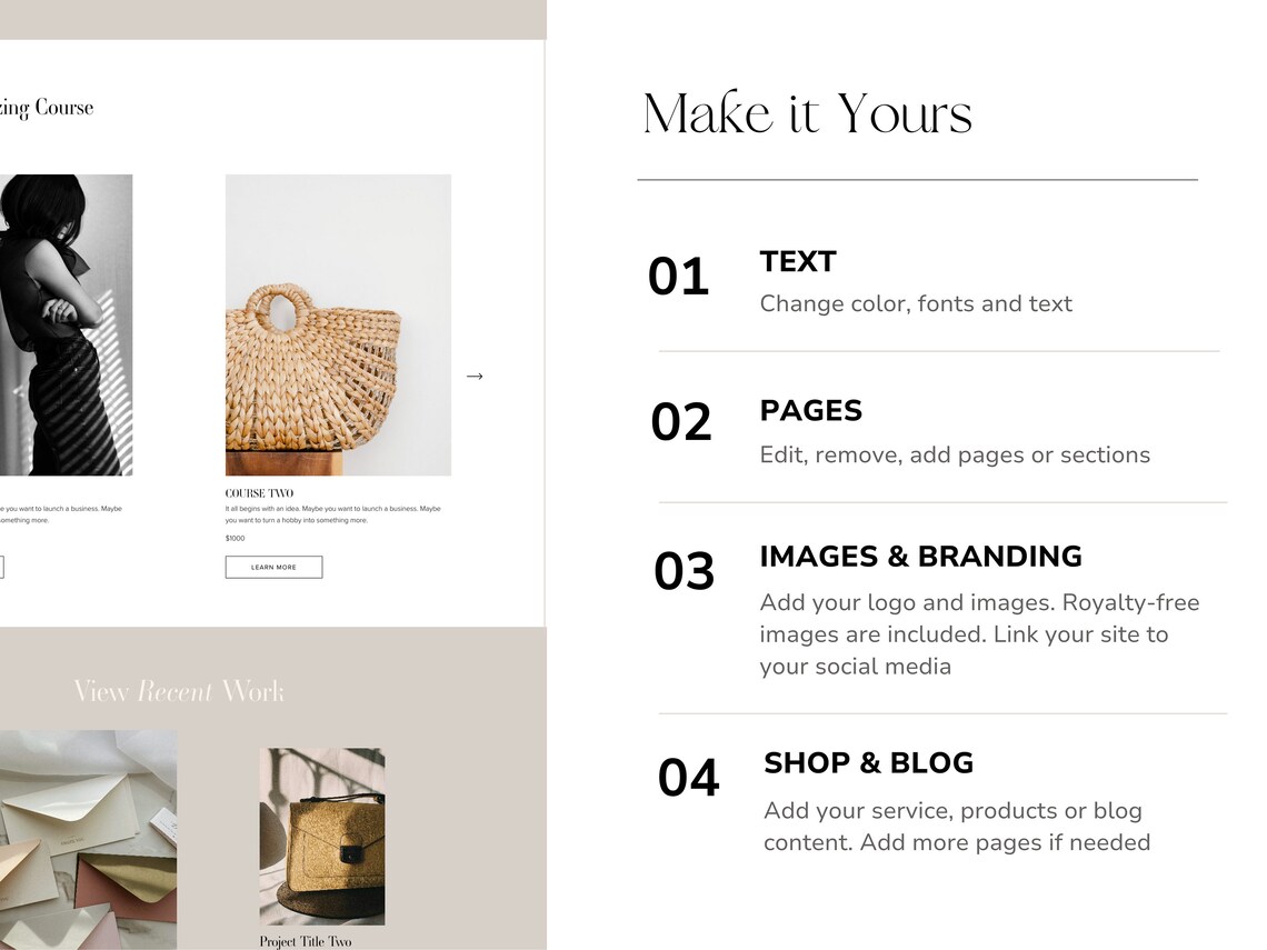 Squarespace Template, Website Template, Template for Courses, Blog and ...