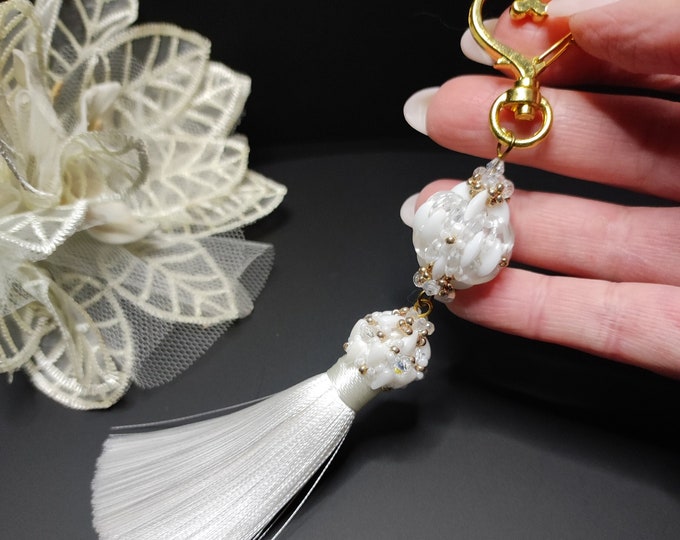Large Luxe Tassel Wood Charms Bag Purse Charms Bag Purse Pendant Key ...