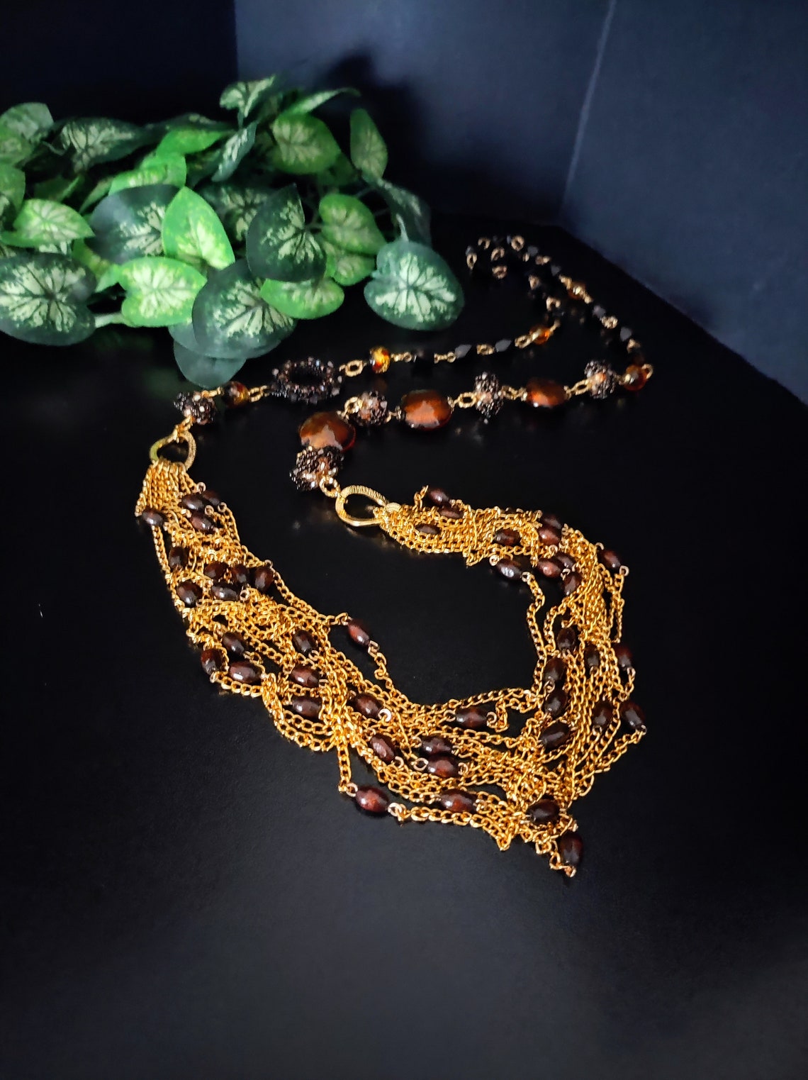 Long Chain Necklace, Long Multi-strand Necklace, Long Gemstone Necklace ...