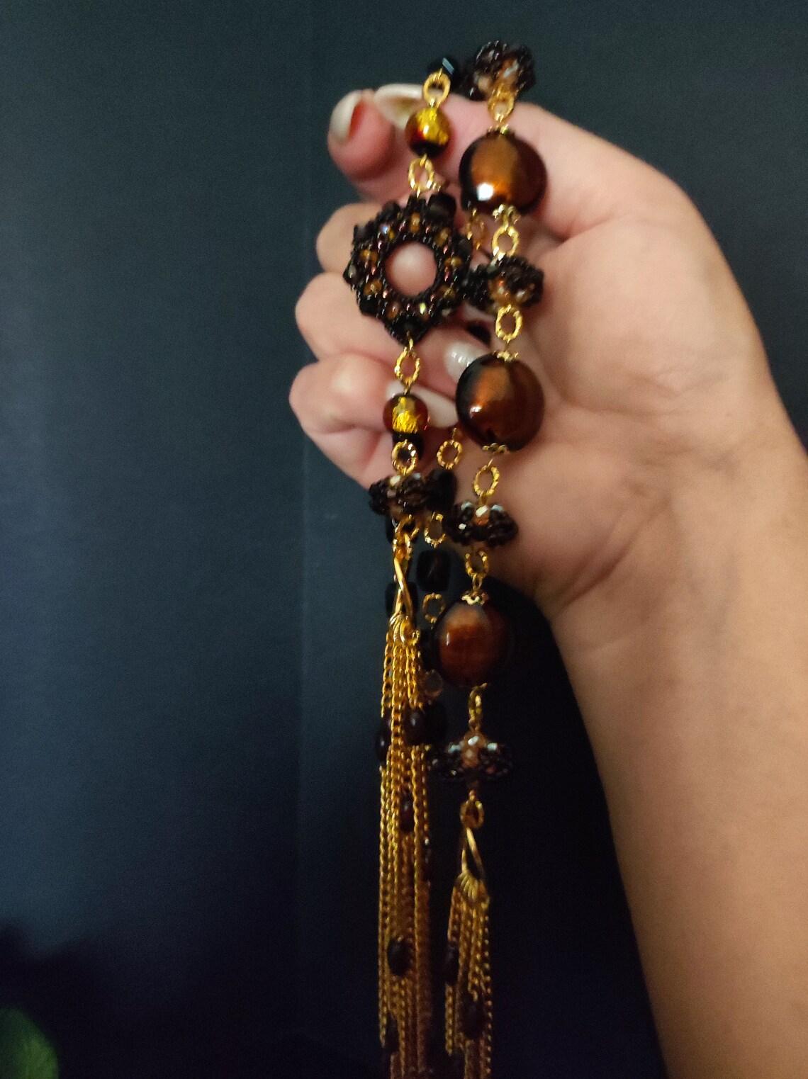 Long Chain Necklace, Long Multi-strand Necklace, Long Gemstone Necklace ...