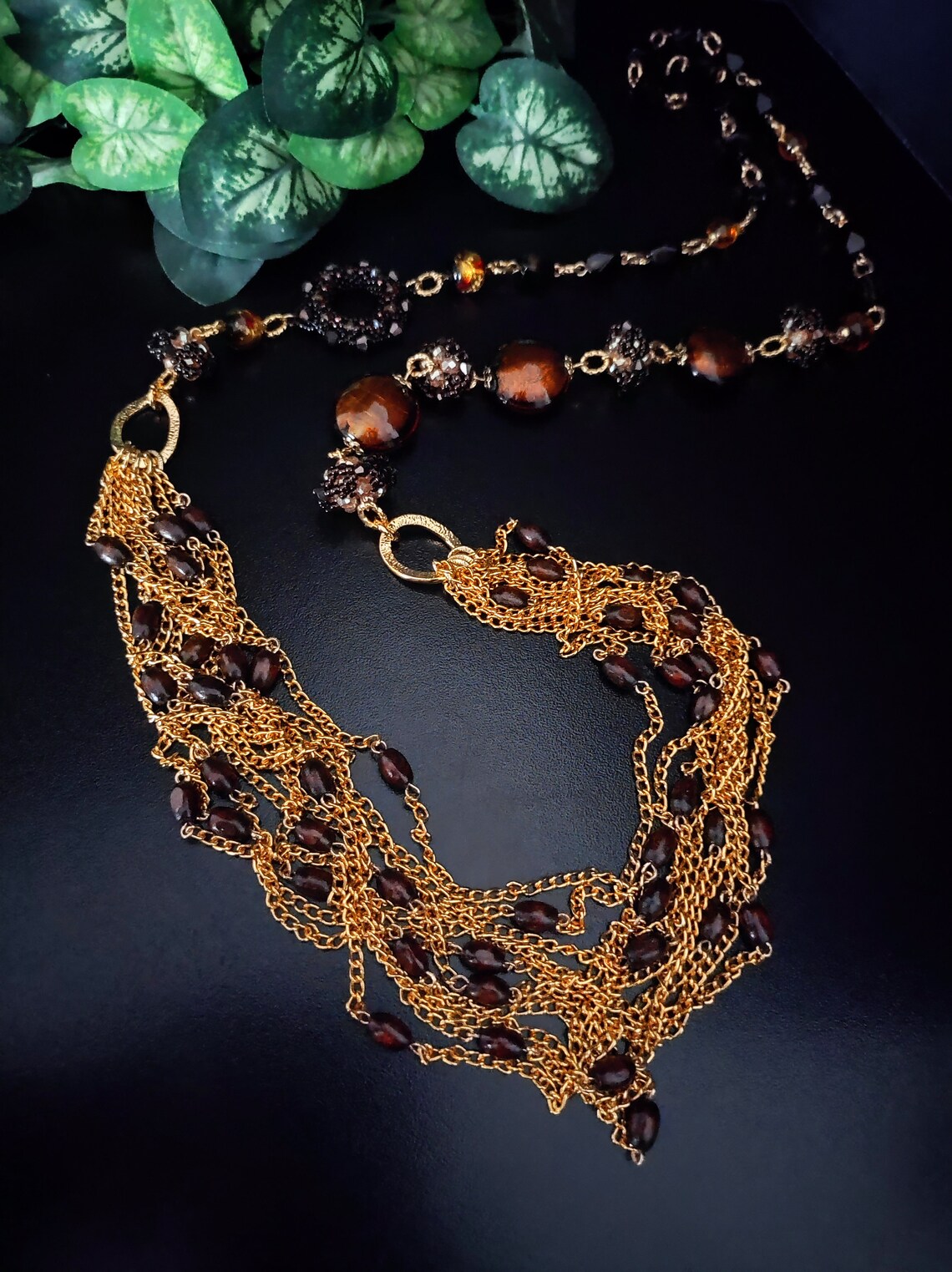 Long Chain Necklace, Long Multi-strand Necklace, Long Gemstone Necklace ...