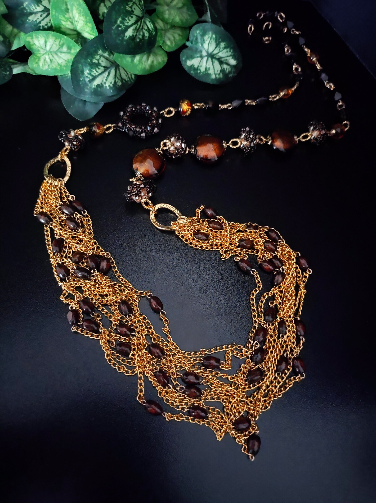 Long Chain Necklace, Long Multi-strand Necklace, Long Gemstone Necklace ...