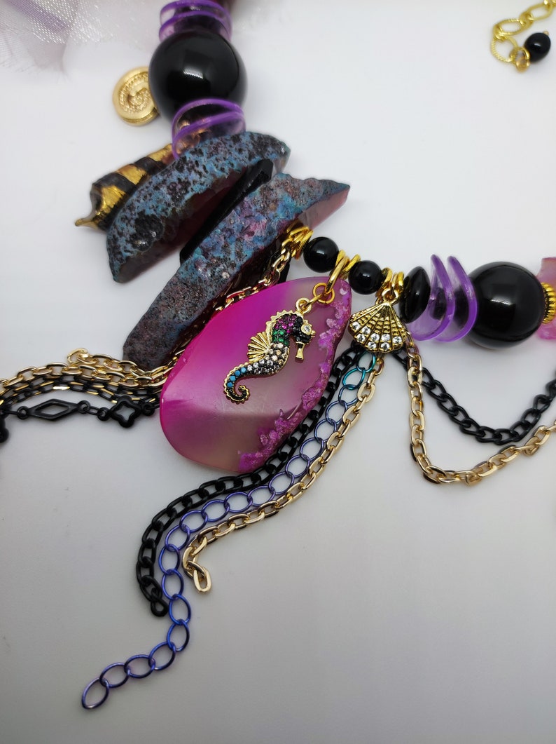 Summer Necklace With Pendants and Charms Unique Asymmetric - Etsy
