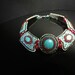 Turquoise Ethnic Choker Necklace, Choker Necklace Embroidered With ...