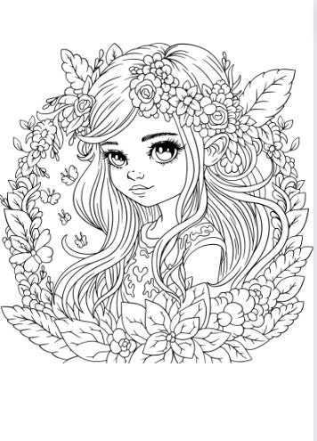 Beautiful Lady Art Printable Coloring Sheet | Coloring Pages | Kids ...