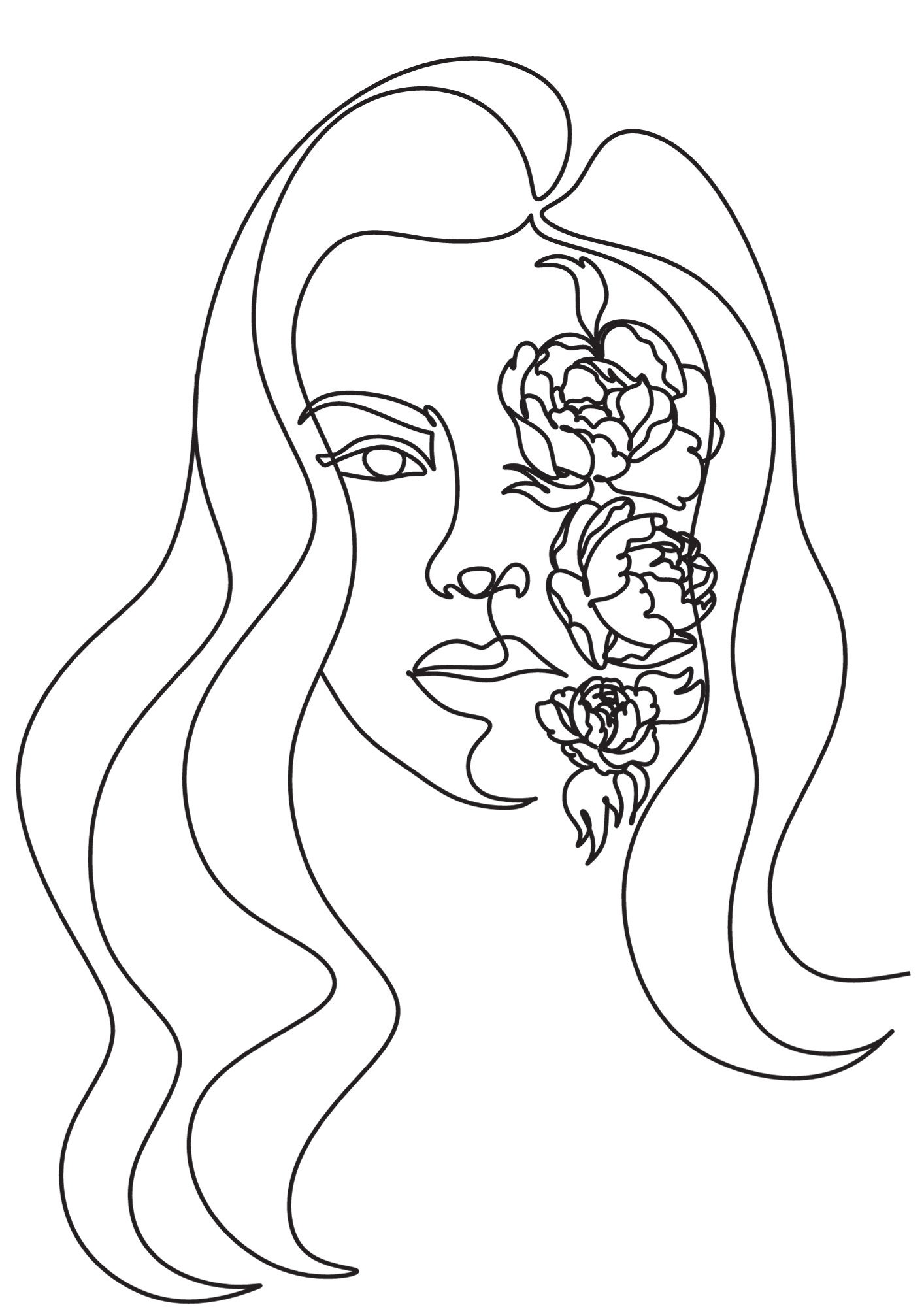 Beautiful Lady Art Printable Coloring Sheet | Coloring Pages | Kids ...