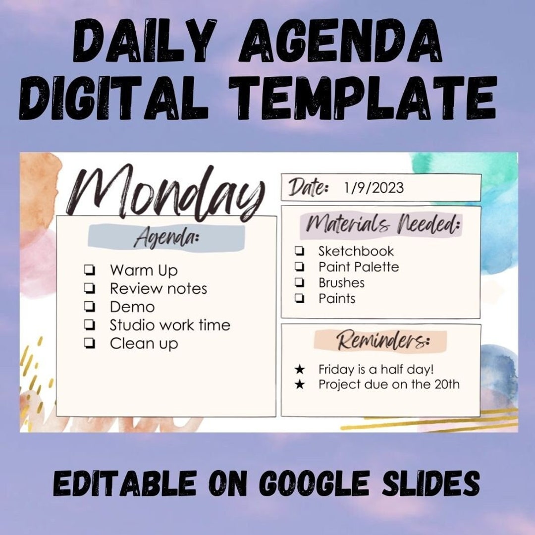 Daily Agenda for Teachers Template - Etsy