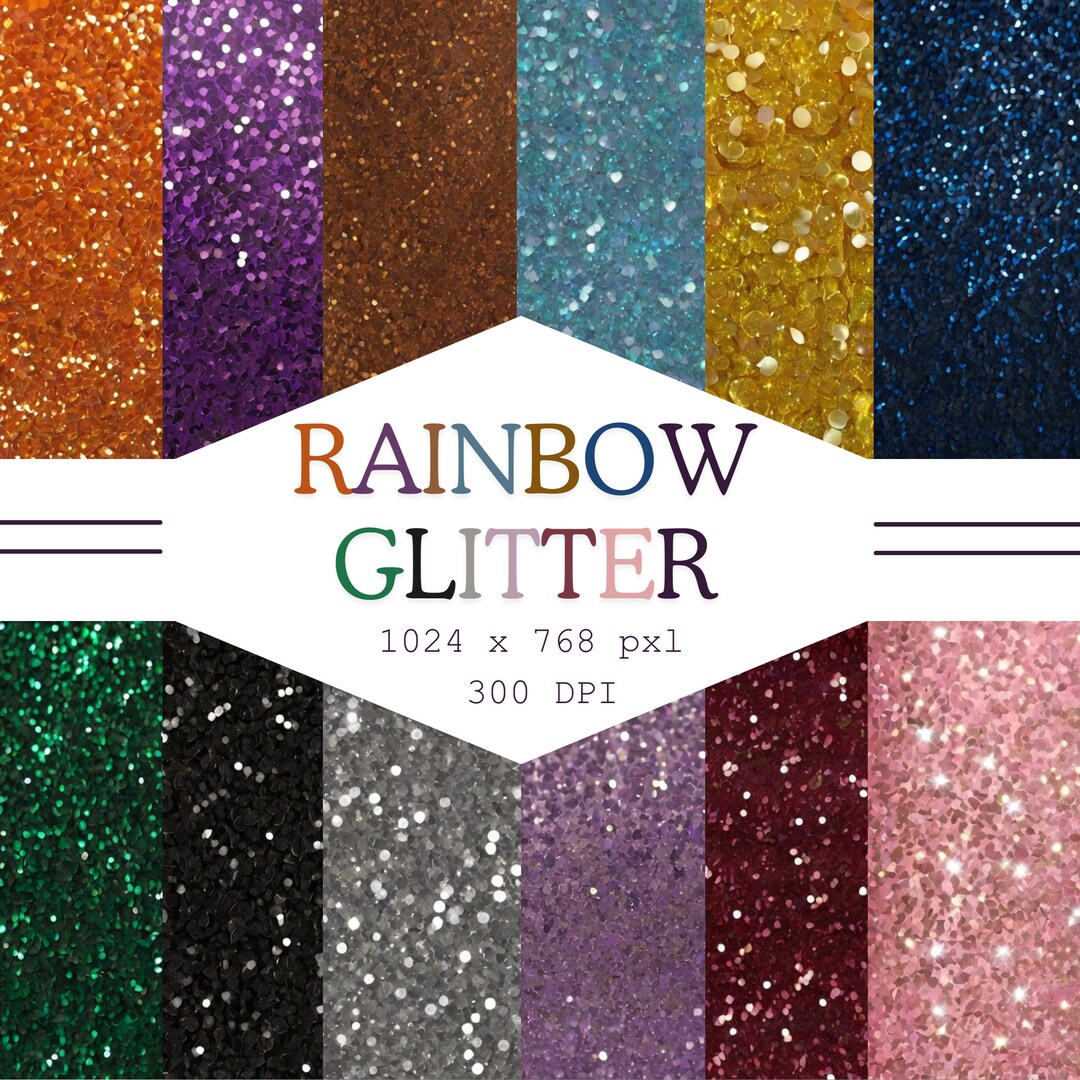 20 Rainbow Glitter Digital Papers; Card Patterns, Party, Backgrounds ...