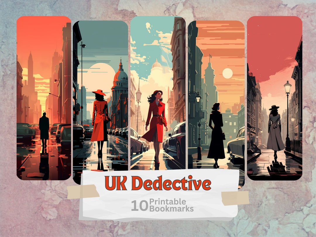 UK 1950 Detective Printable Bookmarks, Rounded Corners Bookmark, UK ...