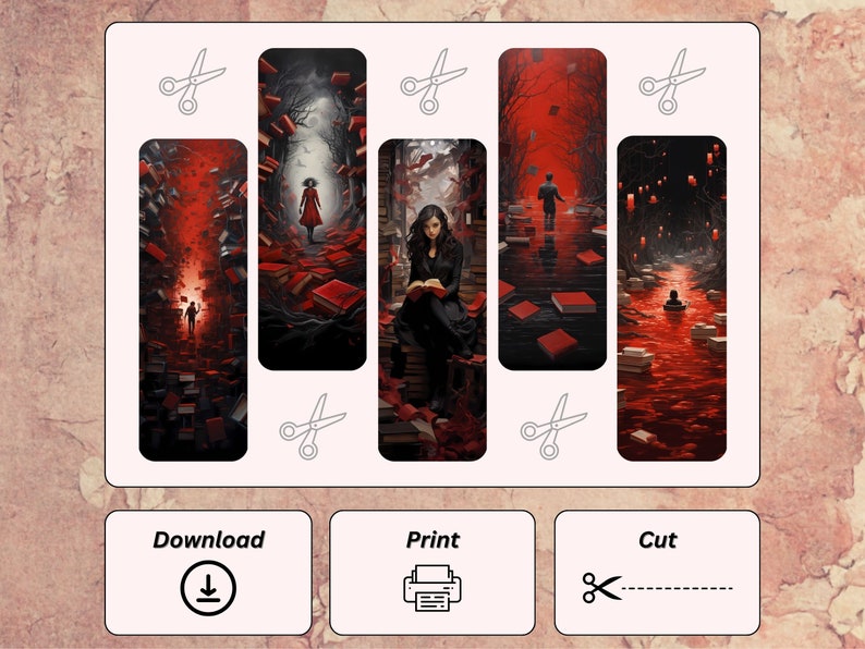 Red Thrill Printable Bookmarks, Rounded Corners Bookmark, Red Thrill ...