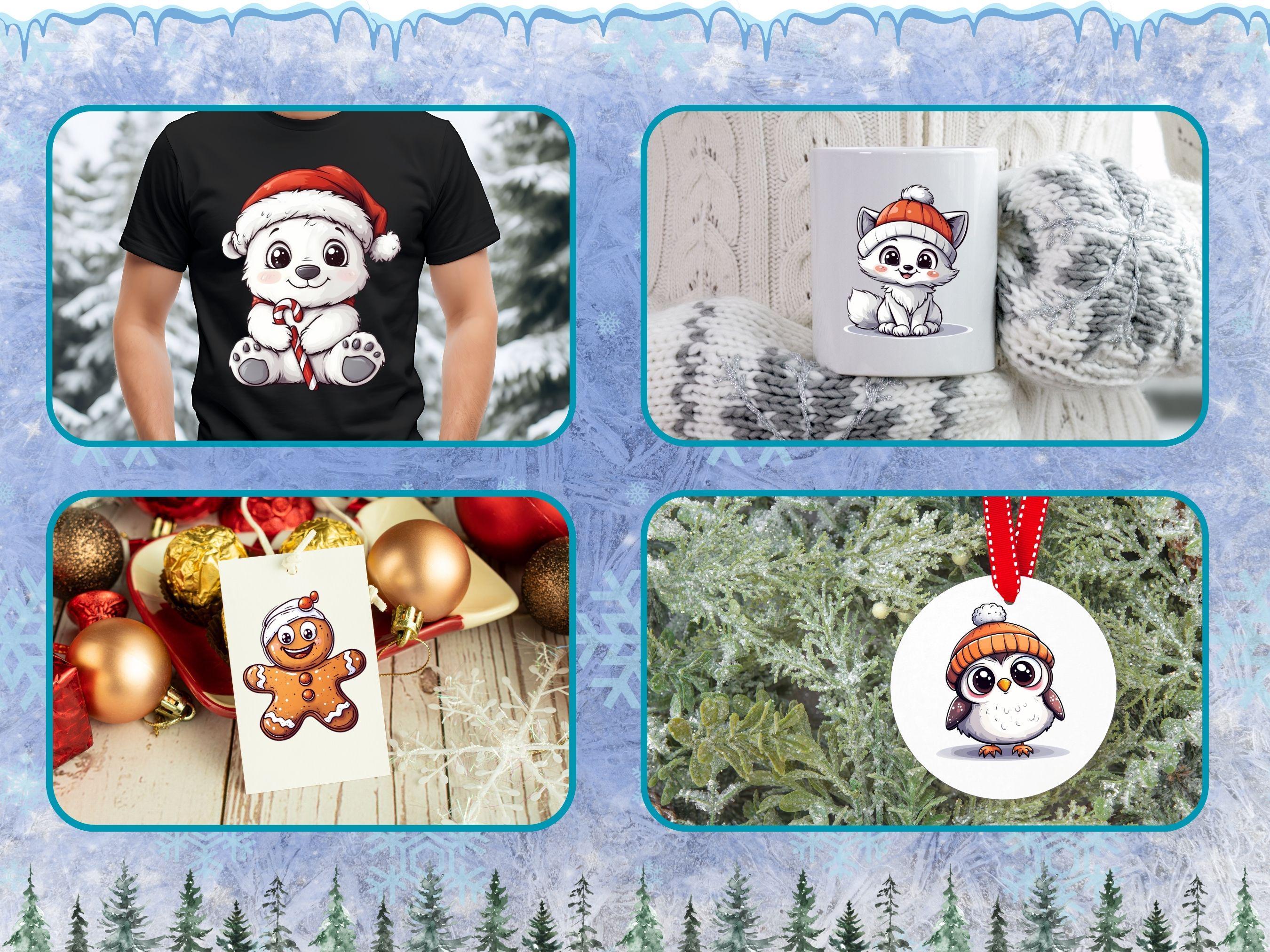 Cute Winter Characters Clip Art Bundle Kawaii Transparent Printable ...