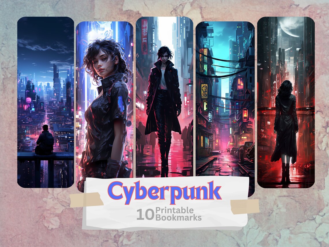 Cyberpunk Printable Bookmarks, Rounded Corners Bookmark, Cyberpunk ...