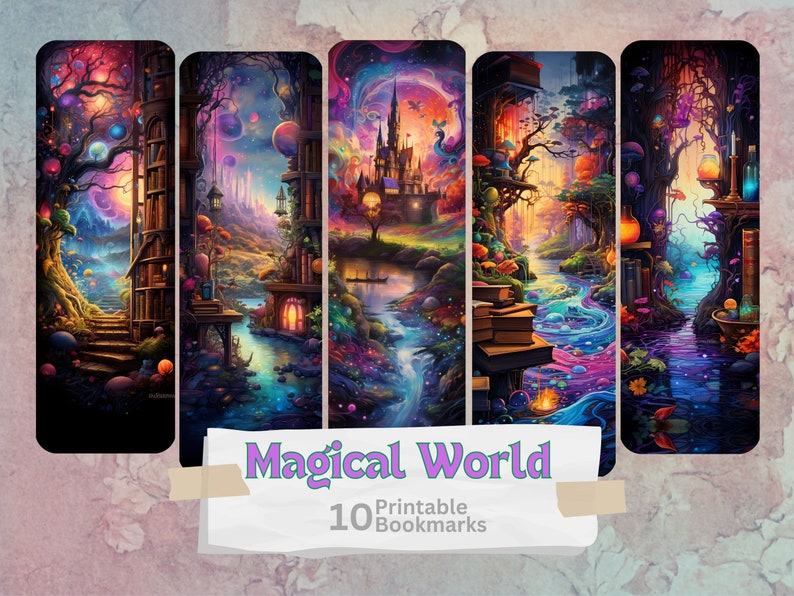 Magical World Printable Bookmarks, Rounded Corners Bookmark, Magical ...