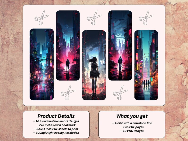 Cyberpunk Printable Bookmarks, Rounded Corners Bookmark, Cyberpunk ...