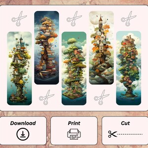 Village Tree Printable Bookmarks, Rounded Corners Bookmark, Village ...