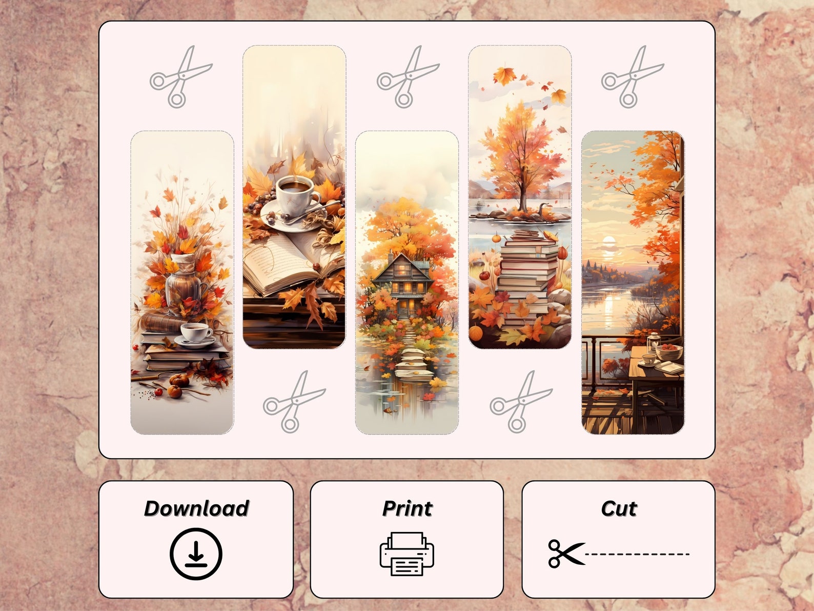 Autumn Printable Bookmarks, Rounded Corners Bookmark, Autumn Lover ...